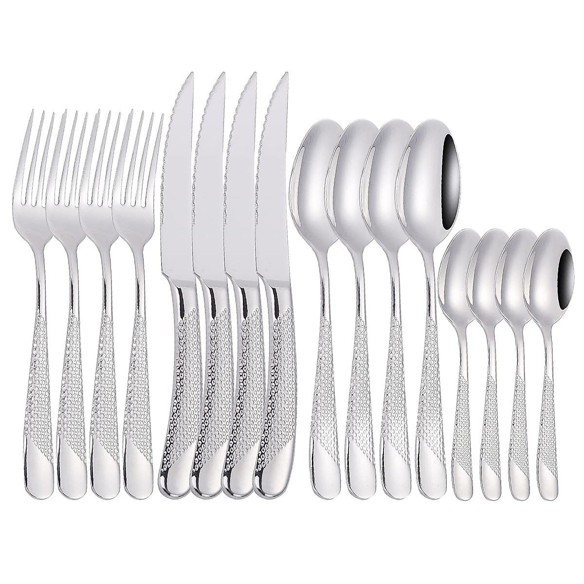 Zerophilo 16 Piece Silverware Set,Stainless Steel Flatware Set Spoon and Fork Set for 4,Kitchen Utensil Cutlery Set Mirror Finish Dishwasher Safe Gift Package (gold)