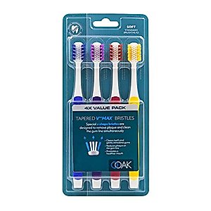 Ooak Toothbrush, Tapered V++Max Soft Bristles, 4 Pack