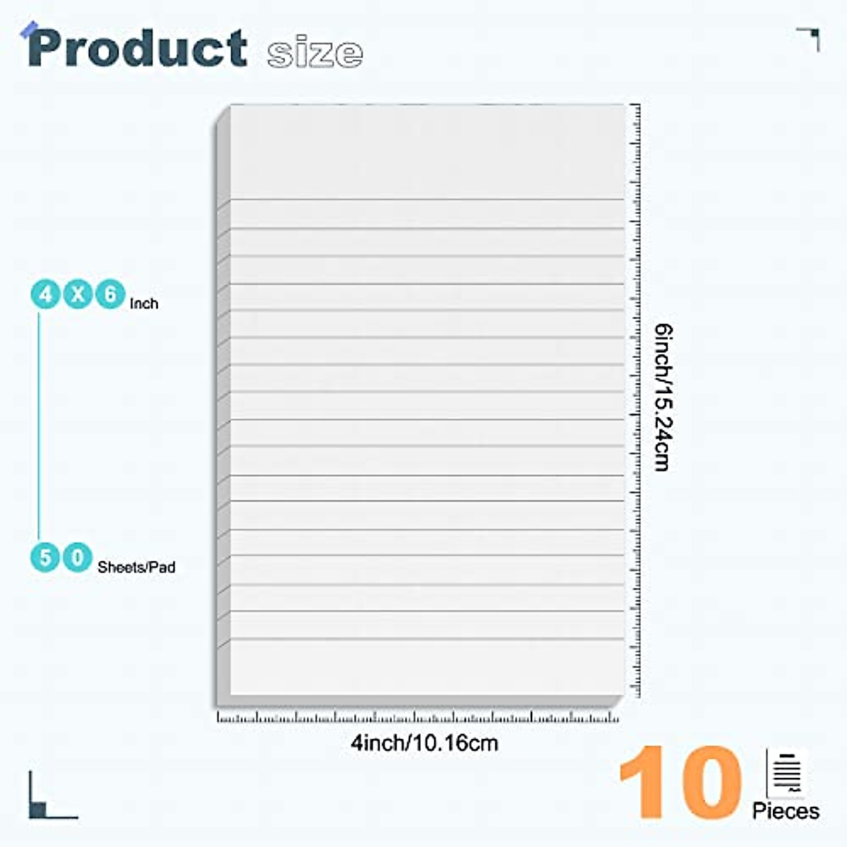10 Pack Note Pads Small 4x6 Inch Lined Writing Memo Pads Refills Scratch Pads with 50 Sheets Each Pad Narrow Ruled Mini Pocket Notebook Writing Pads of Paper for Daily Work Planning and Organization
