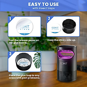 COKIT 12-Pack Glue Pads for Flying Insect Traps, Sticky Glue Boards Refill for Gnats, Mosquitoes, and Fruit Fly Catchers, Indoor Replacement Cards (4.0 Inches)