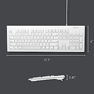 Macally Full Size USB Wired Keyboard for Mac and PC - Plug & Play Wired Computer Keyboard - Compatible Apple Keyboard with 15 Shortcut Keys for Easy Controls & Navigation of Macbook Pro/Air, iMac