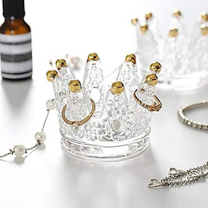 Lemonadeus Beauty Blender Holder Makeup Sponge Holder Crown Glassware Stand Storage Powder Puff Display Stand（2 Pack） (1 gold and 1 clear)