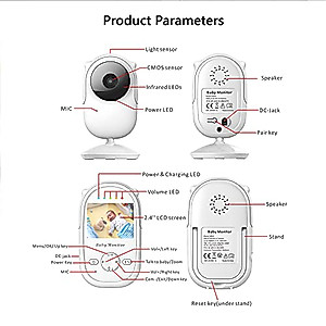 Newbaby Video Baby Monitor with Digital Color Camera, Wireless View Video, Two-Way Talk, Lullabies, Infrared Night Vision, Temperature Monitoring, Feeding Alarm (WhiteSM25) SM25
