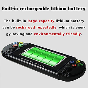 CZT 5.1-inch multi-function video game console color crystal buttons built-in 9600 games MP3MP4 lithium battery game archive AV OUT DV/DC hand-held gaming device (Black)