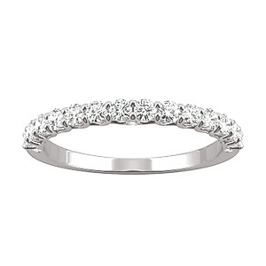 14K White Gold 2mm Round Moissanite Trellis Wedding Band-size 7 0.45cttw DEW by Charles & Colvard