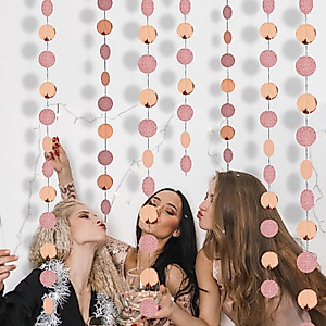 TONIFUL 4Pcs Gold Silver Party Decoration Circle Dot Star Garland Banner Bright Paper Streamer Hanging Decorations Glitter Star Bunting Banner Backdrop for Engagement Wedding Christmas Birthday