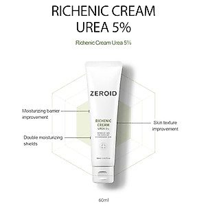 ZEROID Richenic Cream with Urea 5% Intensive Care Korean Dermocosmetic Skincare for Dry & Disordered Skin (2 oz./60 ml) (60 mL)