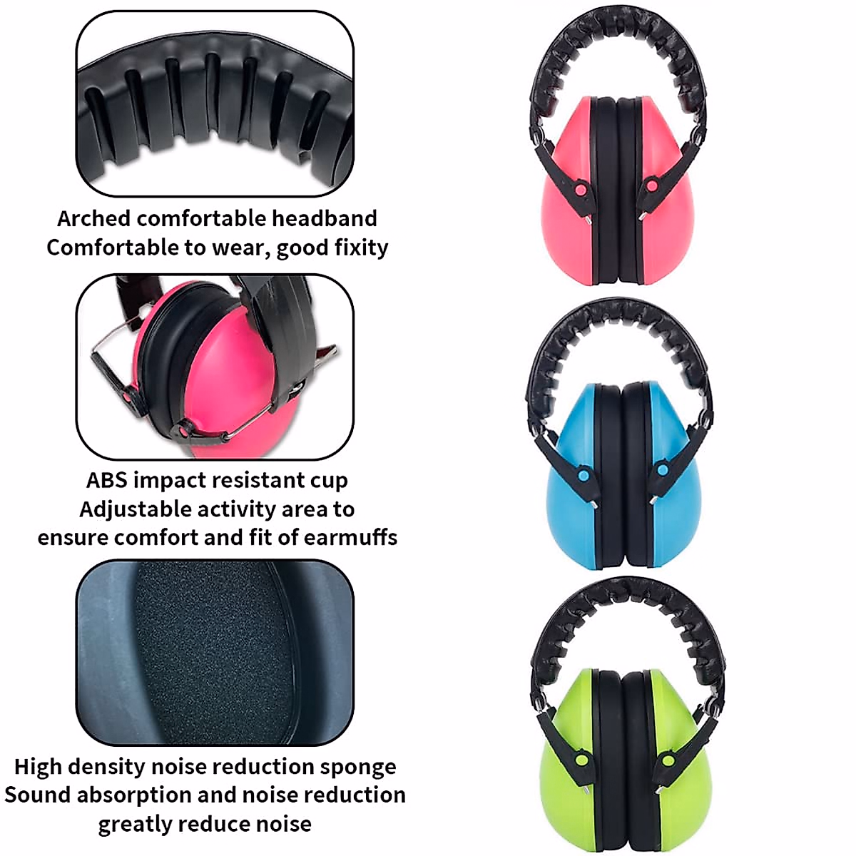 YIYIWANG Kids Ear Defender Noise Cancelling Headphones Reduction Earmuffs Adjustable Headband Hearing Protection (Pink)