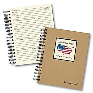 Journals Unlimited "Write it Down!" Series Guided Journal, Let's Go See All 50! Visiting The 50 States Journal, with a Kraft Hard Cover, Made of Recycled Materials, 7.5"x 9"