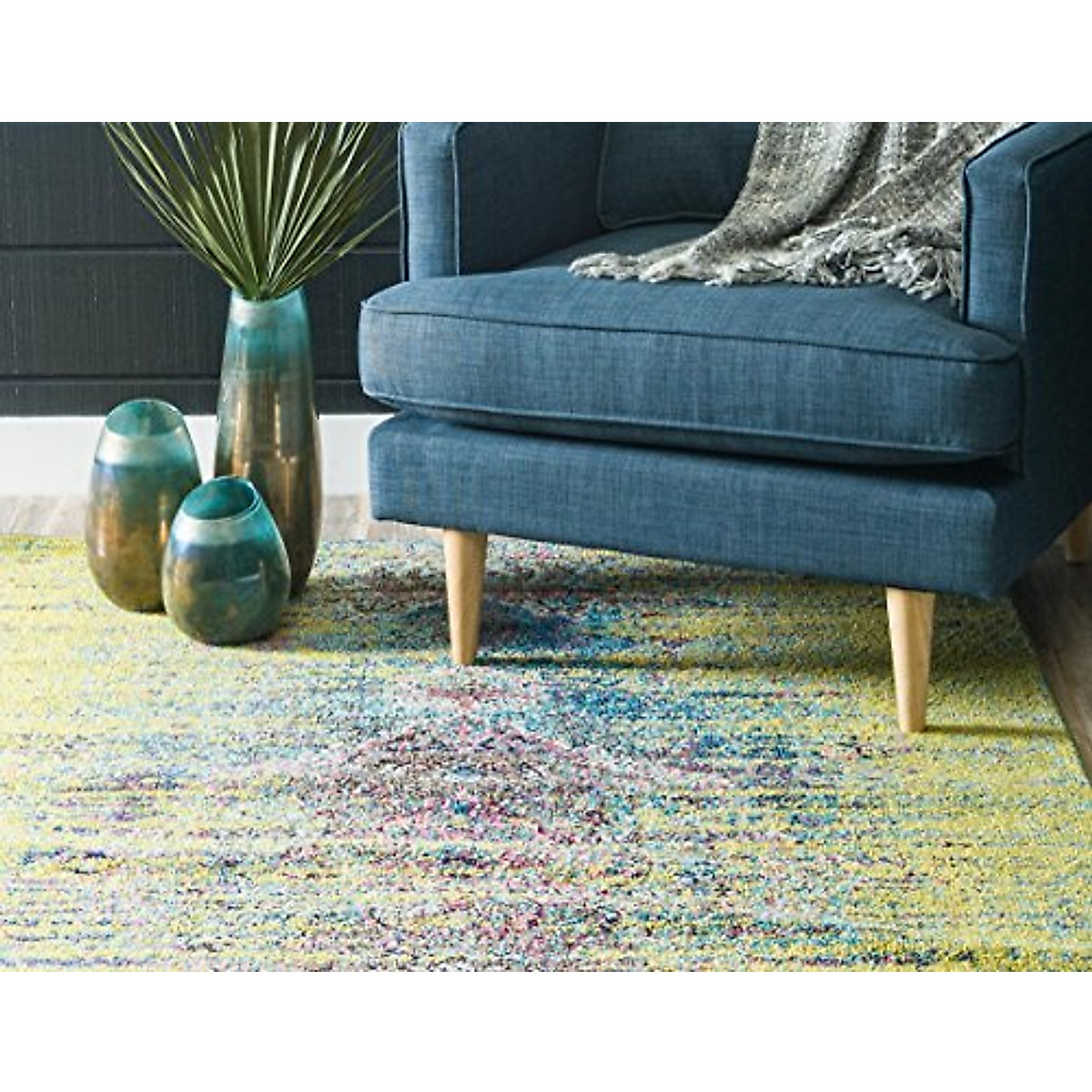 Unique Loom Vita Collection Saturated Over-Dyed Traditional Gradient Area Rug, 2 ft 2 in x 3 ft, Olive/Yellow