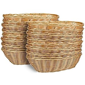 Yesland 16 Pack Plastic Oval Basket, Food Storage Basket & Fruit Basket, 8-3/4 x 6-1/4 x 2-3/4 Inches Basket Bin for Kitchen, Restaurant, Centerpiece Display
