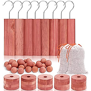 Homode Cedar Blocks for Clothes Storage, Set of 60, Cedar Chips for Closets and Drawers, Aromatic Cedar Wood Balls and Cedar Sachets, Cedar Closet Freshener