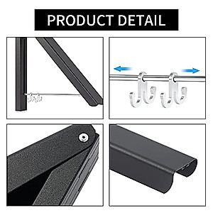 ETiME Closet Hanging Storage Organizer, Wall Mounted Clothes Drying Rack Foldable Laundry Room Accessories Retractable Clothes Rack for Balcony, Bathroom, Patio and Bedroom (Single Rack, Black)