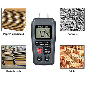 Proster Digital Wood Moisture Meter Handheld LCD Moisture Tester Damp Moisture Tester Detector for Firewood Paper Humidity Measuring