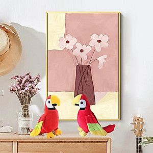 CHELEI2019 9.8" Parrot Plush Stuffed Animal Bird Soft Cute Realistic Red Parrot Toy for Kids