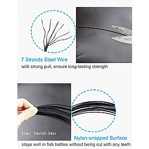 Facikono Fishing Leaders Line Steel Leaders Fishing Saltwater 125LB Fishing Leaders with Swivels and Snaps, 19.68in