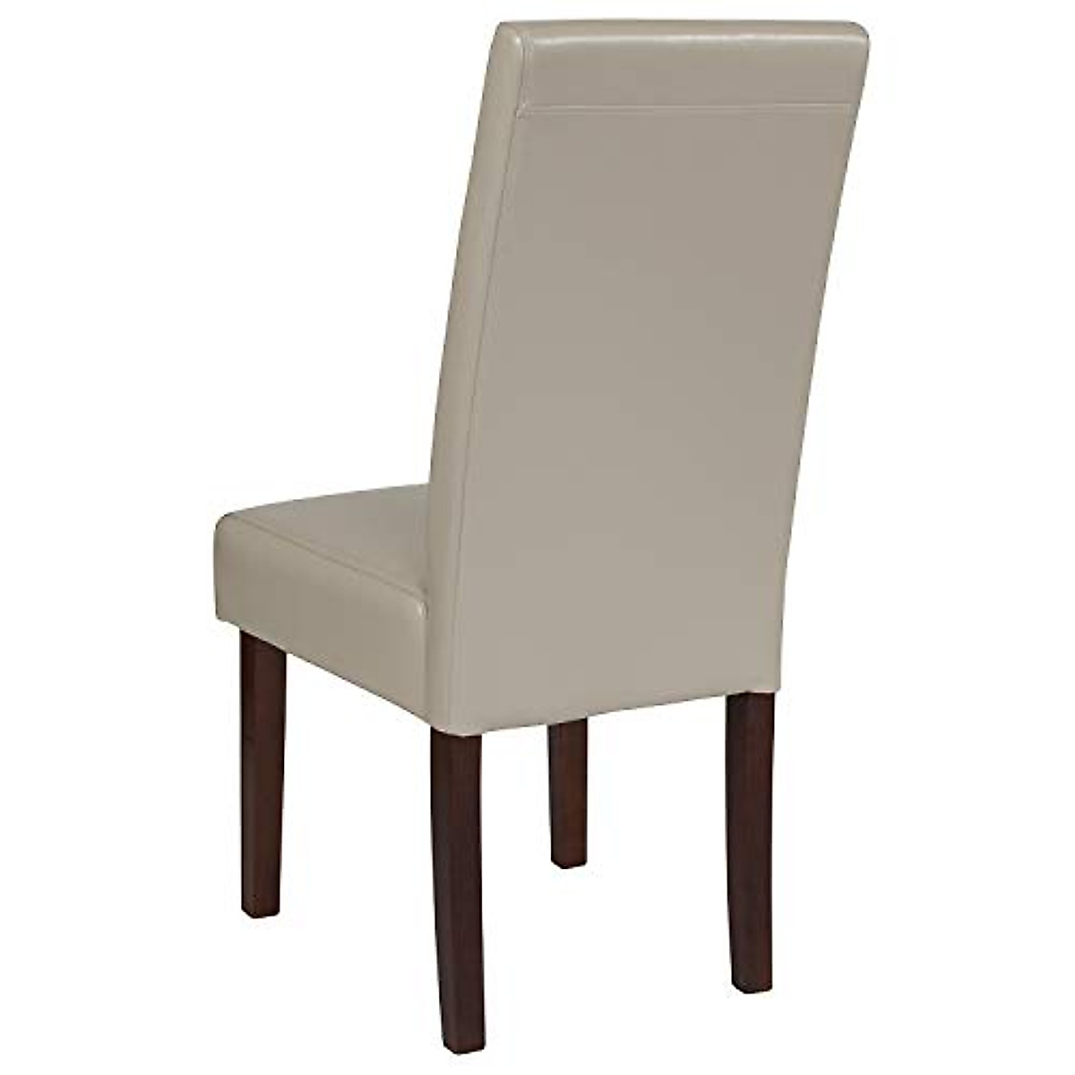 Flash Furniture Set of 2 Greenwich Series Beige LeatherSoft Upholstered Panel Back Mid-Century Parsons Dining Chairs