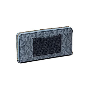 Michael Kors Jet Set Charm Pocket Zip Around Continental Navy/White/Pale Blue One Size