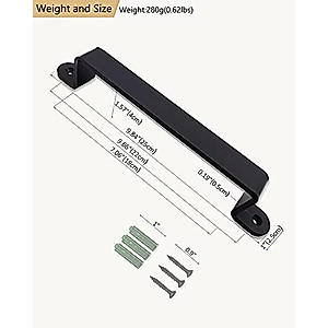 WIPHANY Barn Door Handle Black 10 inch Comfortable Handy Touch Gate Handles Long Solid Metal Door Pull for Sliding Barn Door Gate Cabinet Closet Drawer Garage Screws Included