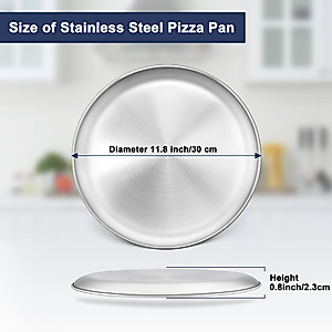 LIANYU 4 Pack Pizza Pan Set, 11.8 Inch Stainless Steel Pizza Serving Tray for Oven Baking, Nonstick Round Pizza Plate,Dishwasher Safe