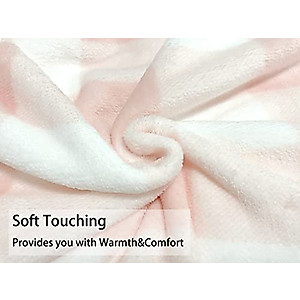 iMaylex Soft Flannel Fleece Tartan Blanket, Buffalo Plaid Pattern Blanket for Bed Couch Sofa, Cozy Lightweight Double Layer Fleece, 27x39 inch (70x100 cm), Pink and White