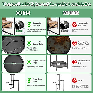 Plant Stand Indoor Outdoor 3 Tier Tall Metal Plant Rack Organizer 3 Flower Pot Holder Shelves Planter Display Storage Shelf for Home Garden Patio Bathroom Office Living Room Balcony Corner(Black)