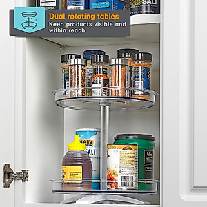 Polder 2-Tier Spinner Caddy, 365 degree turntable, clear lazy susan, under sink, cabinet or pantry storage