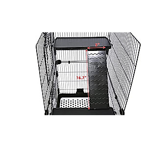 3 Levels Chinchilla Ferret Hamster Pet Crate with Caster Tray and Urine Guard (Black)