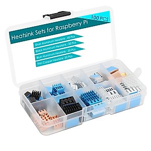 100 Pcs Raspberry Pi 4 Heatsink, MazerPi Raspberry Pi Heatsink Set Aluminum Heatsink with 3M 8810 Thermal Pad Copper Heatsink for Raspberry Pi 4 Model B/ 3B+/ 3B/ 2B