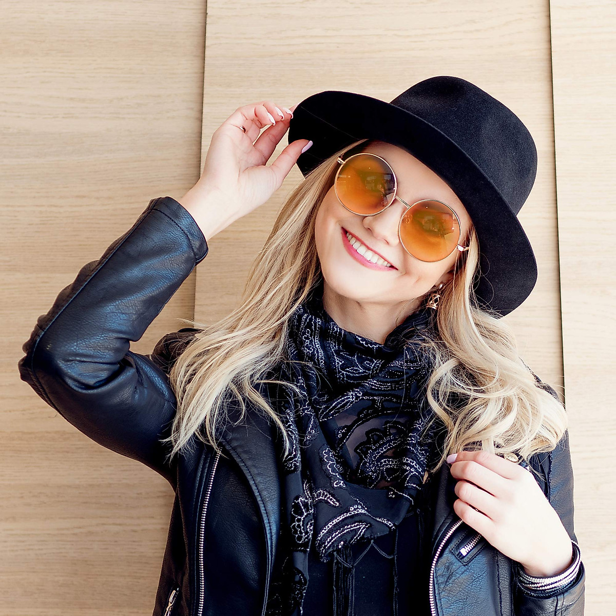 SunnyPro Metal Sunglasses Circle Lens Hippie Glasses Round Shades Quavo Orange