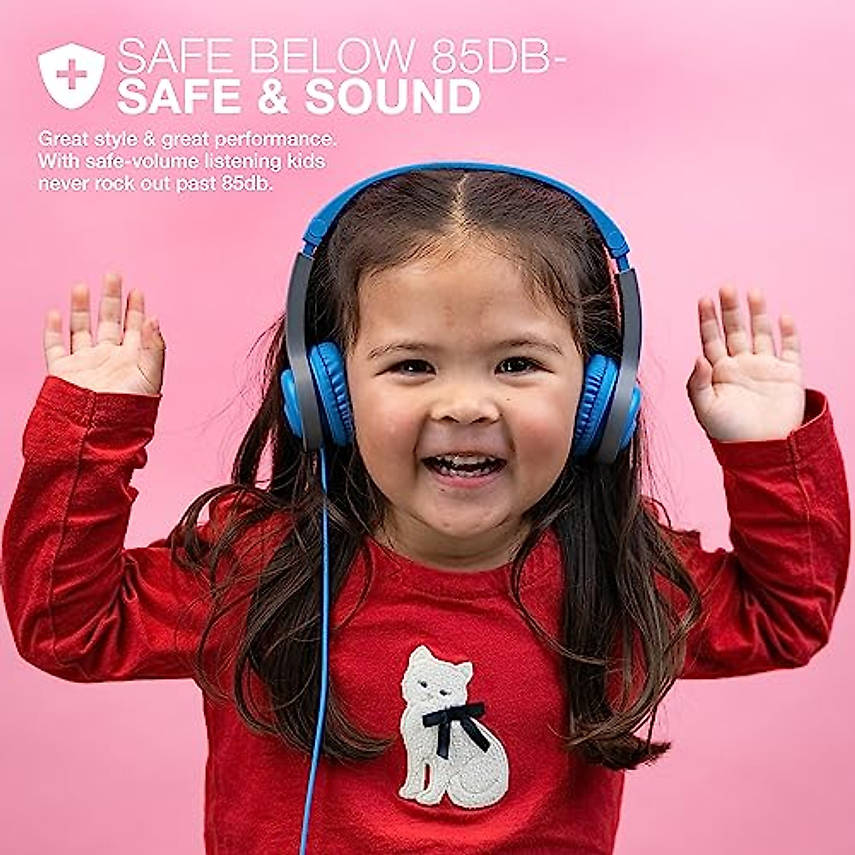 JLab JBuddies Folding Kids Wired Headphones Gen 2, Blue/Grey, Toddler Headphones, Noise Isolation, Kids Safe, Volume Limiting Headphones, Headphones for Children Ages 2+