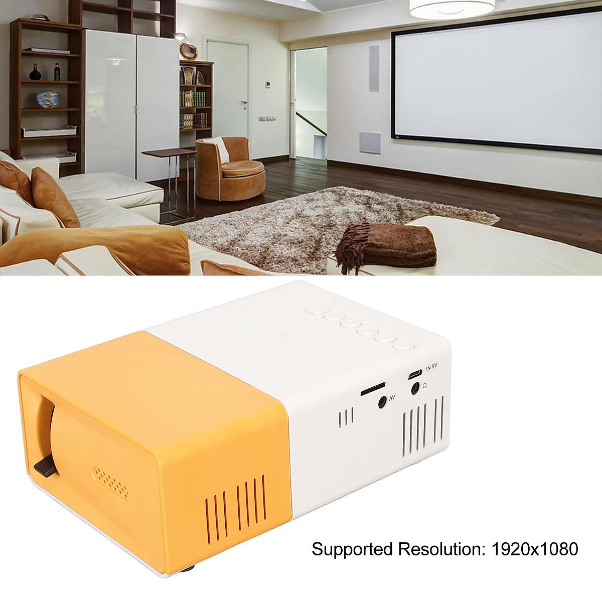 Mini Pocket Projector TFT LCD 1080P 1920x1080 Multimedia Theater Video Movie Projector with AV VGA HDMI USB for Office Home Phone PS4 PS5 TV Box, 24 to 60 Inches Projection