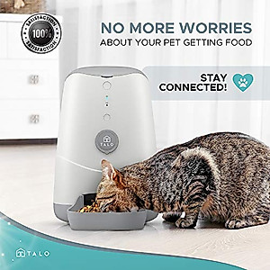 Talo Automatic Wi-Fi Pet Feeder 3.7L - Smart Cat Feeder - Dog Feeder with App Control - Food Dispenser with Timer - 130oz – White