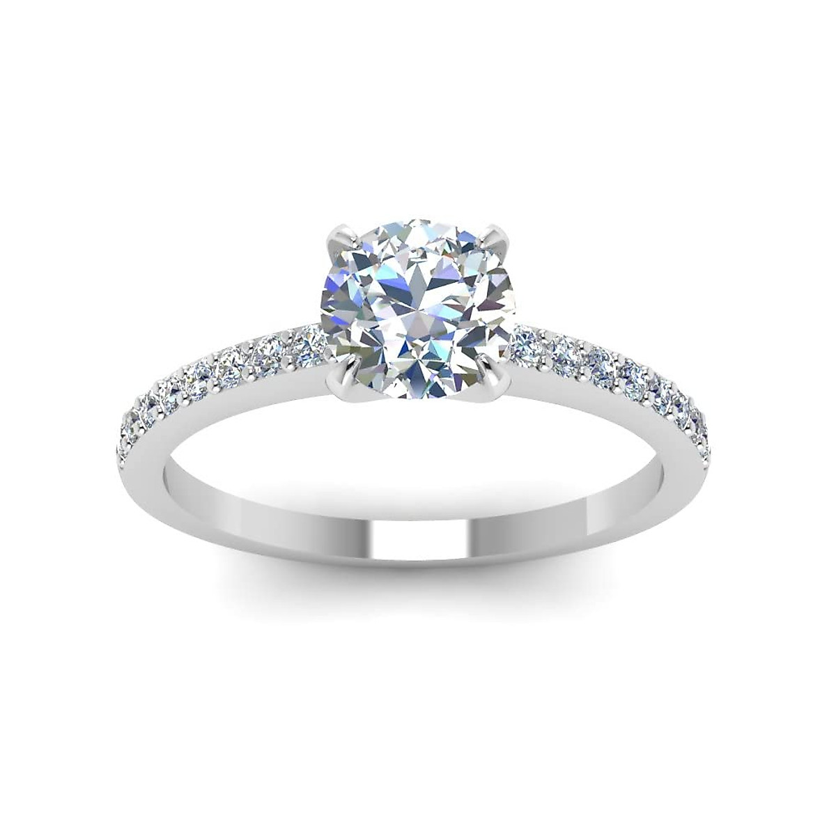 Jewelryonclick Delicate Diamond Engagement Ring sterling silver Created Cubic Zircon Round shape White color Petite Engagement Rings prong Setting in Size 4 Casual Wear for Gift