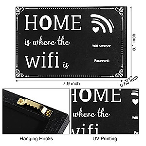 WiFi Pattern Password Sign Table Decors Home Wood Framed Sign Table Centerpieces Decoration Wooden Hanging Board Craft Topper Letter Welcome Party Wood Photo Block Holder Plaque for Home and Business