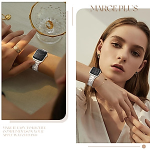 MARGE PLUS Compatible with Bling Apple Watch Band Women 38mm 40mm 41mm Series 9 8 7 6 5 4 3 2 1 SE, Upgraded Sparkle Replacement Bracelet iWatch Band, Diamond Rhinestone Stainless Steel Metal Strap