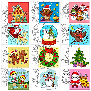 Yeaqee 12 Pcs Christmas Pre Drawn Canvas Painting Stretched Cartoon Canvas 8 x 8 Inch Christmas Trees Santa Snowman Nativity DIY Art for Boy Girl Adult Craft Party Birthday Gift(Classical)