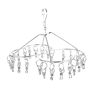 STOBAZA 1pc Drying Rack Metal Hangers Mounted Drying Rack Stainless Steel Hangers Sock Hangers with Clips Balcony Laundry Clip Clothes Drying Hanger Balcony Drying Rack Socks Clips Silver