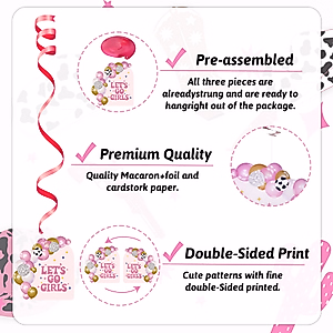 Western Cowgirl Party Decorations, 30pcs Pink Cowgirl Birthday Party Decor Supplies Hanging Swirls Foil,Let's Go Girls Western Disco Party Supplies for Last Rodeo Bachelorette Party, Baby Shower