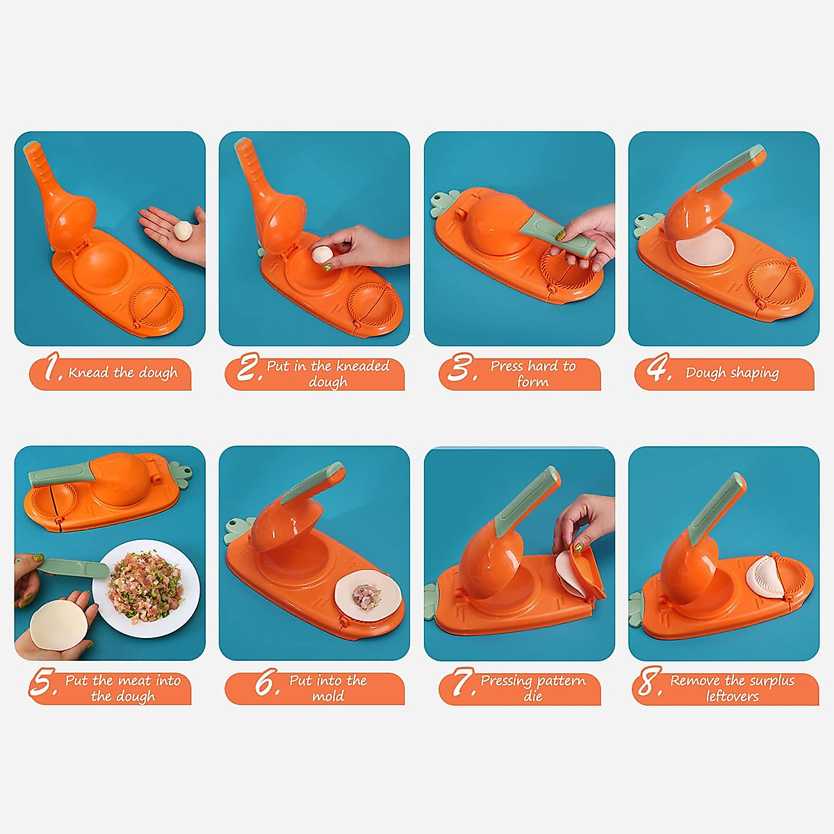 Dough Press, Dough Pressing Tool Dumpling Artifact Pressing Household Hand-Made Press Mold, Manual Tortilla Maker Press Dumpling Skin Dough Presser Dumpling Wrapper Presser Kitchen Gadgets (2 in 1 GN)