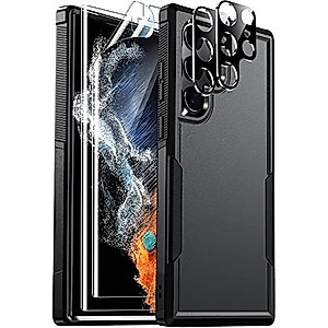 SPIDERCASE for Samsung Galaxy S22 Ultra Case, [10 FT Military Grade Drop Protection],with 2 Pack [Soft Screen Protector + Camera Lens Protector] Heavy Duty Shockproof Case,Black