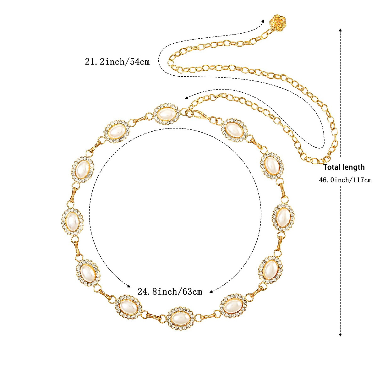 WELROG Metal Waist Chain Belt for Women - Pearls Gold Silver Chain Belts for Dresses Jeans