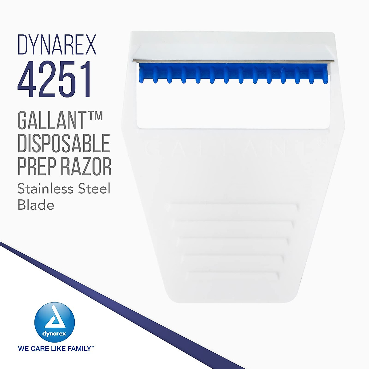 Dynarex Gallant Disposable Prep Razors, Used before ECG and other Procedures, Disposable Razors with Open Design, Ergonomic Surgical Prep Razors, 1 Box of 50 Razors