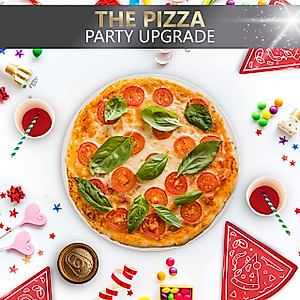 La & Li Pizza Stone for Grill and Oven - 13" Ceramic Round Oven Pizza Stone Set with Multipurpose Rack with Handles, 6 Plates, & Apron - Pizza Stone for Oven for Baking, Pizza, Bread, Cookies, & More