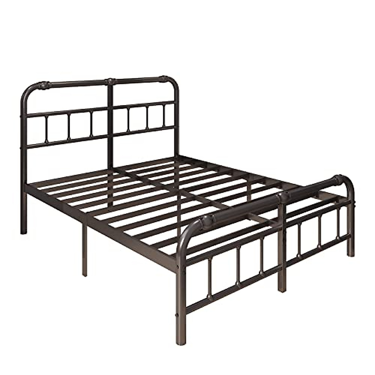 Bednowitz Bed Frame Queen Size, Heavy Duty Metal Slats Support Mattress Foundation, 14 Inch High Platform Bed with Headboard and Footboard, No Box Spring Needed, Noise Free, Easy Assembly, Black