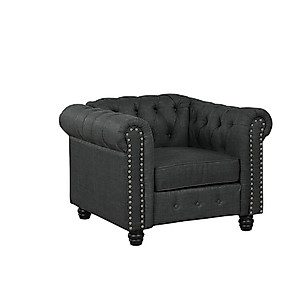 US Furnishing Living Room, Chair for Living Room Furniture Sets, Linen Fabric, Dark Grey (Chair)