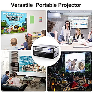 Crenova WiFi Projector with Bluetooth,170 ANSI Lumen Home Projector, Portable Mini DLP Projector 1080p Supported with 7000 mAh Built-in Battery & ±45°Auto Keystone for iPhone, Android,iPad, PS4, PC