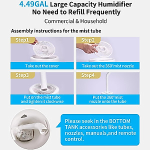 17L/4.5Gal Ultra Large Humidifiers for Bedroom 2000 sq ft, Quiet Humidifiers for Large Room, Tower Humidifier with 4 Mist Mode & Extension Tube for Home School Office Commercial Greenhouse Plants