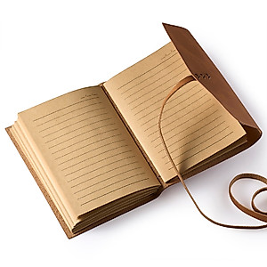 MAYBELL Leather Journal for Writing 5"x 7", Genuine Leather Bound Journal for Men Women, 200 Lined Pages Leather Notebook for Traveling (Brown)