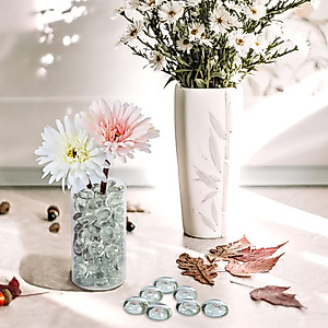 FUTUREPLUS 5 Lb Clear Flat Glass Marbles, 500PCS Clear Flat Gems Transparent Aquarium Pebbles Vase Filler Beads Table Scatters